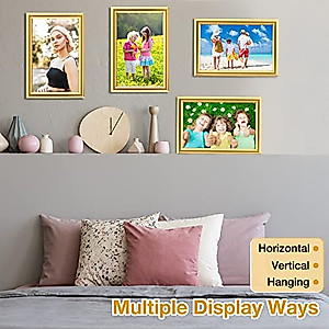 Kathfly 16 Pcs Picture Frames Simple Designed Photo Frames Modern Gold Frames for Pictures with Resin Glass for Wall Mount Tabletop Display Home Office Hotel Decoration (4 x 6 Inch)