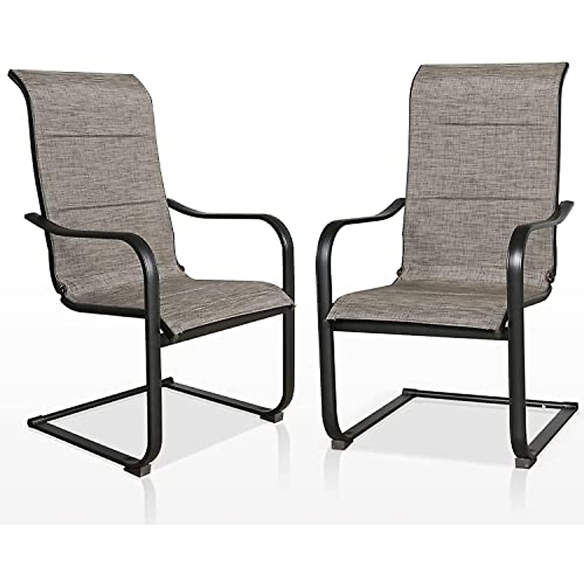 Patio Tree Outdoor Dining Chairs Patio C Spring Motion Chairs Outdoor Metal Sling Chairs with High Backrest, Set of 2