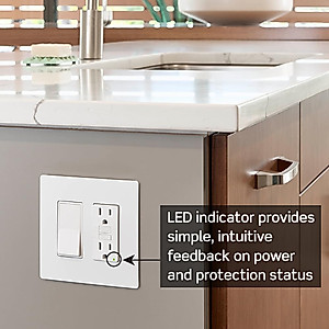 Leviton GFCI Outlet, 20 Amp, Self Test, Tamper-Resistant with LED Indicator Light, Protection from Electric Shock and Electrocution, GFTR2-W, White