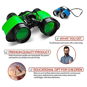 Kicko Pack of 12 Binoculars Toy for Kids - 3.5"x5" Kids Binoculars for Bird Watching and Jungle Pretend Play - Forest Guard Costume - Safari Party Favors and Educational Adventure Gifts for Children
