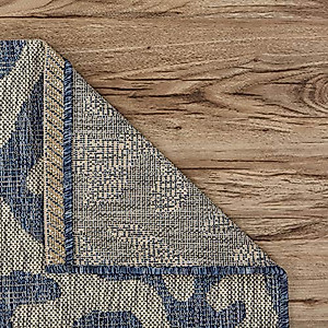 LR Home Captiva Belize Reef Indoor/Outdoor Area Rug, 5' x 7', Navy/Gray