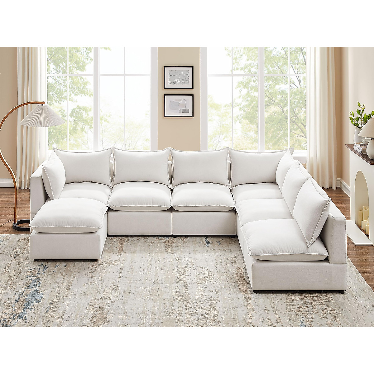 VANOMi Modular Sectional Sofa, 8 Seater Sleeper Sectional Sofa Modular Sectional Couch for Living Room, Sleeper Set-L