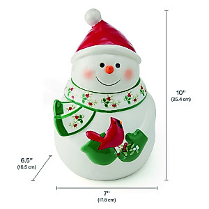 Pfaltzgraff Winterberry Snowman Cookie Jar, 10 Inch, Multicolored