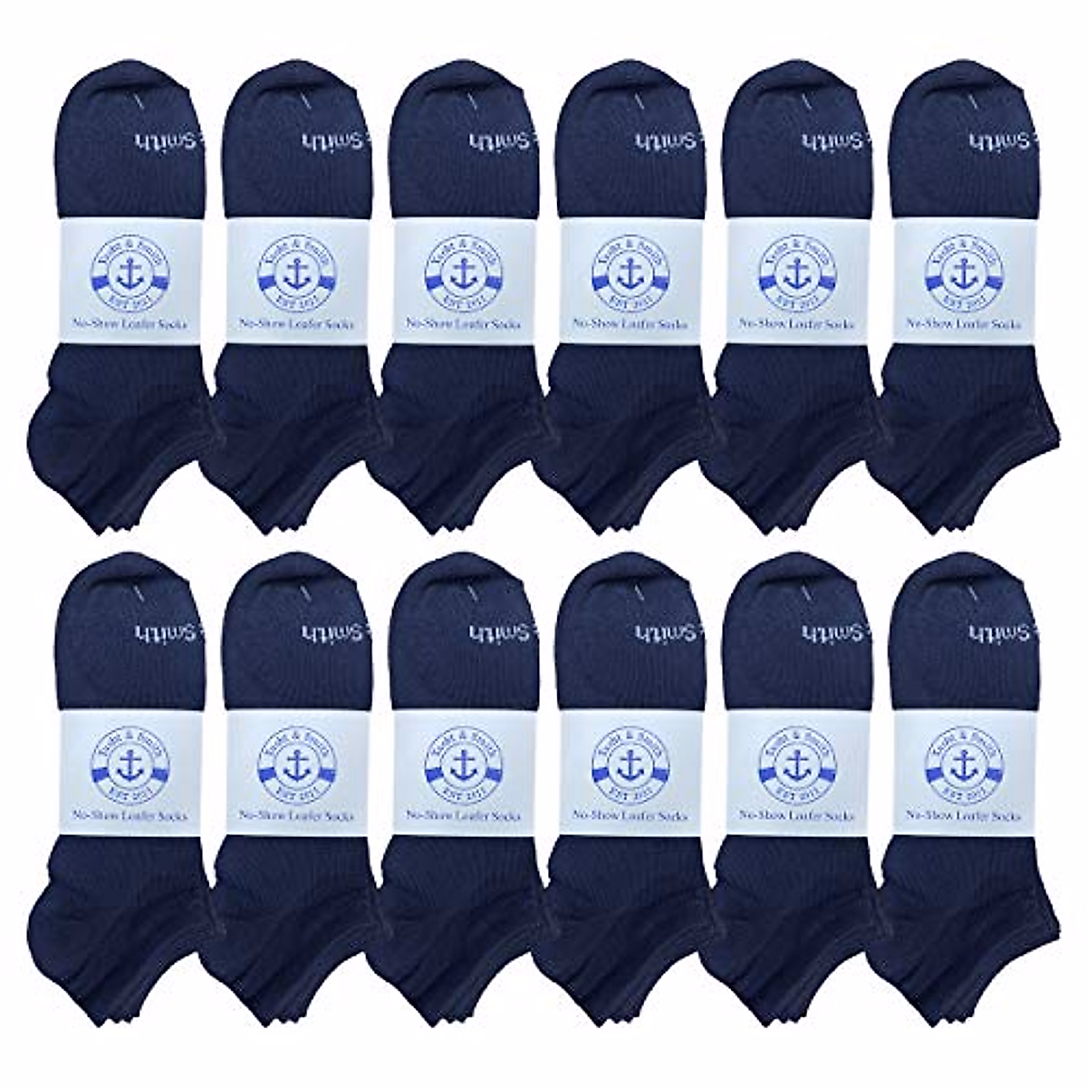 BILLIONHATS 12 Pairs of Boys & Girls Cotton Shoe Liner Training No Show Thin Low Cut Sport Ankle Socks, 6-8 (12 Pack Navy)