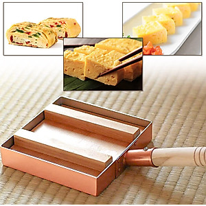 TIKUSAN Japanese Tamagoyaki Omelets Copper Pan with Wooden Lid 9.4 inch (24×24 cm) Square Type Egg Pan