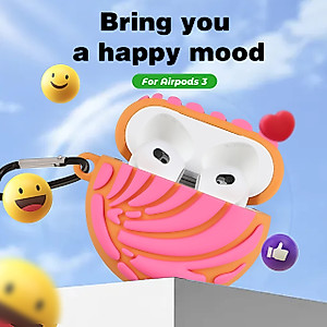 Mulafnxal for Airpod 3 3rd Generation Case Cute Cartoon 3D Kawaii Unique Silicone Cover Funny Fashion Fun Cool Food Design Stylish Cases Women Girls Boys Teen for Airpods 3 (2021) (Pk Bread)
