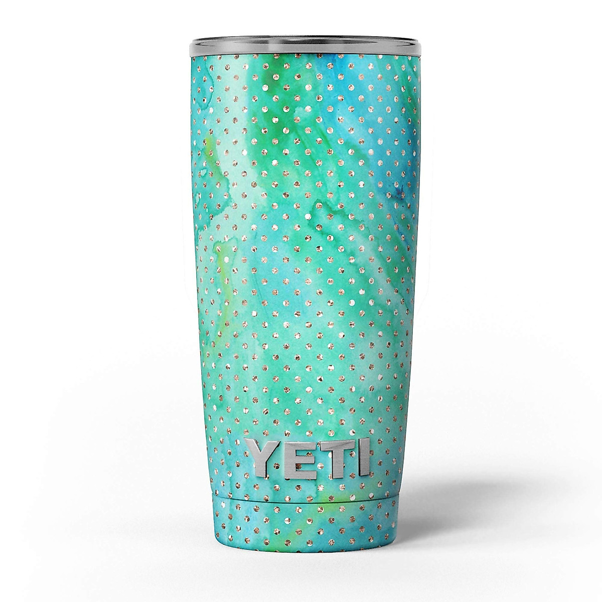 Design Skinz Green and Gold Watercolor Polka Dots - Skin Decal Vinyl Wrap Kit Compatible with The Yeti Rambler Cooler Tumbler Cups