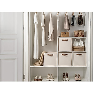 StorageWorks Storage Bins For Shelves With Metal Frame and Fabric Storage Box with PU Handles