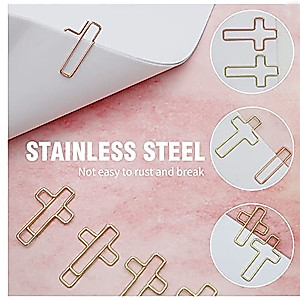 Paper Clip 100pcs Cross Bible Paper Clips 50 Rose Gold and 50 Gold Paper Clip, Notepads, Files, Folders, Bookmarks for Work, Study, Diary