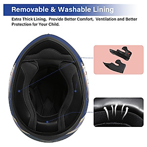 DOT Youth Helmet Off-Road Motocross Full Face Helmet ATV Dirt Bike Racing for Youth Child Kids Big Shark Mouth Pattern