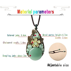 Xgimas Natural Jade Stone Necklace, Adjustable Rope Chain Length Lucky Protection Friendship Charm Pendant Necklace for Women Friends Gifts