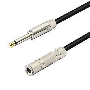 PNGKNYOCN 1/4" Mono Male to Female Audio Extension Cable 6.35mm TS Guitar Extension Cable for Amplifiers, Instruments, and Microphone（55cm）