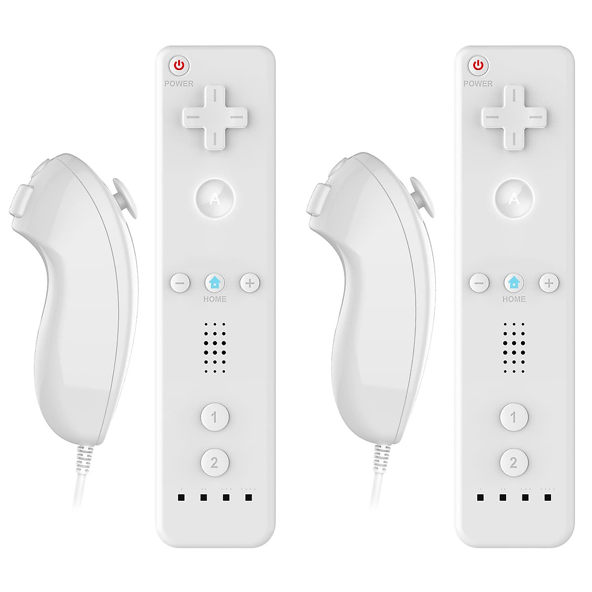 2 Pack Remote Controller Gesture Controller and Nunchuck Joystick Compatible for wii/wii u, Controller With Silicone Case and Wrist Strap - White