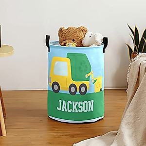 FELIZSTORE Laundry Basket with Name,Custom Recycling Garbage Truck Laundry Hamper,Collapsible Large Clothes Hamper Storage with Handle