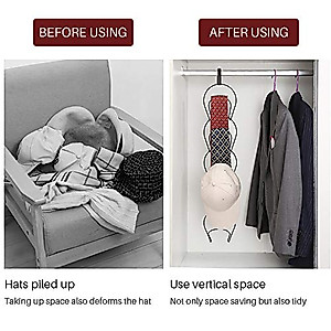 Hat Rack Caps Rack Holder,10 Rings Hat Organizer Cap Holder Organizer (Door Hooks and Sticky Hooks Include),Door/Wall/Clothes Rod Hanger Storage Hat Organizer for Baseball, Caps, Towel (round, black)