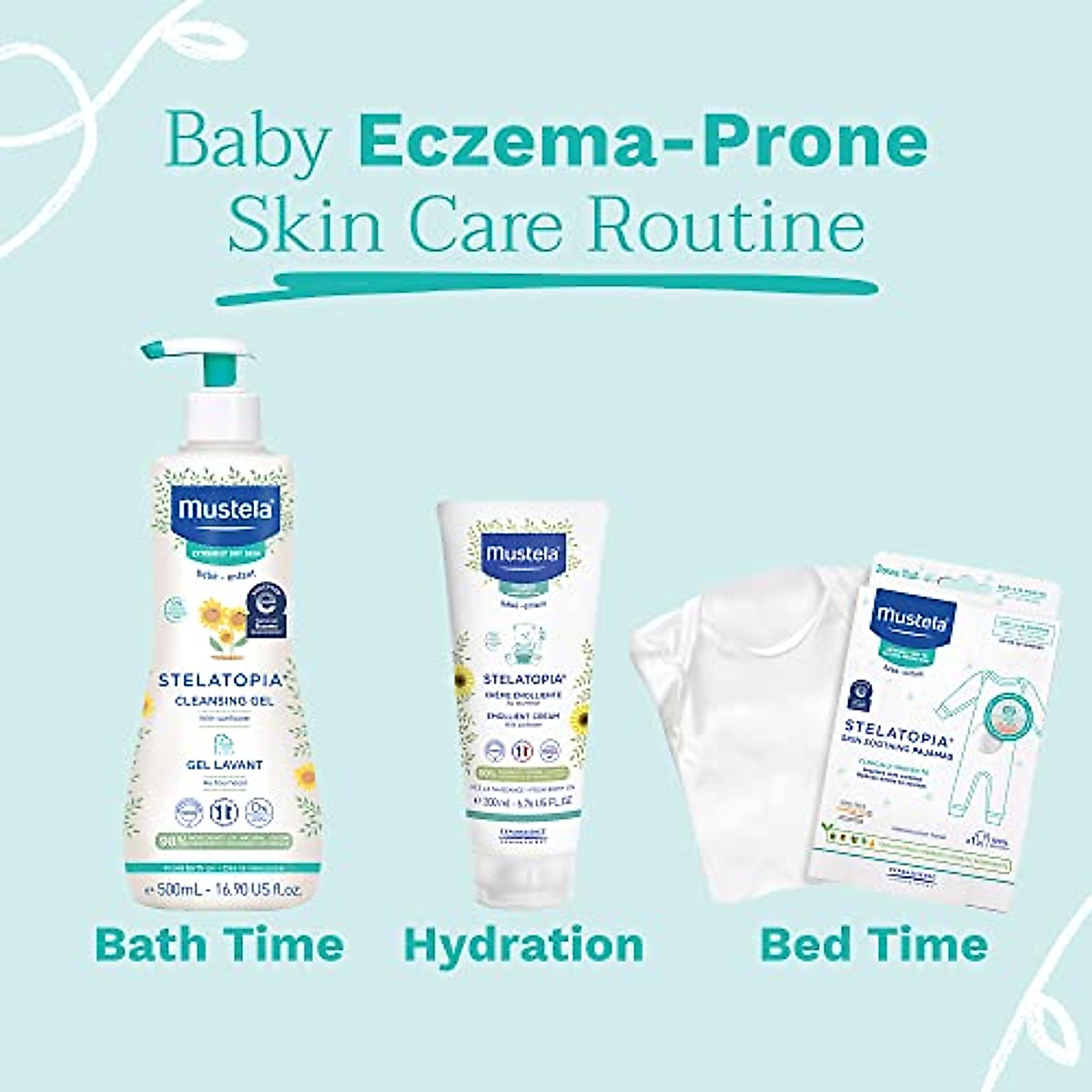 Mustela Stelatopia Skin Soothing Pajamas - Baby Pajamas for Eczema-Prone Skin - with Natural Avocado & Sunflower Oil - 6 to 12 Months . 1 Count (Pack of 1)