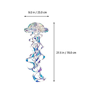 LUOZZY Christmas Ornaments Hanging Rainbow Jellyfish Ornament and Ribbons Pendant Baby Shower Party Deco