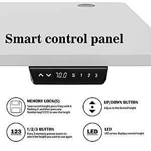 Meilocar Height Adjustable Electric Standing Desk, Sit Stand Computer Desk with Memory Controller, Home Office Workstation Stand up Desk with Splice Board, 48" x 24" Tabletop (White Top + White Frame)