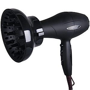 Hairizone Universal Hair Diffuser Adaptable for Blow Dryers with D-1.7-Inch to 2.6-Inch for Curly or Wavy Hair, Shiny Black