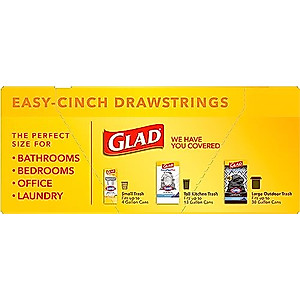 Glad Medium Drawstring Trash Bags, 8 Gallon, White, Fragrance Free, 26 Count, Pack May Vary