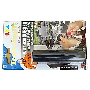 Technicqll Roll of Vulcanized Rubber for Repair Patches Black 8.4 Cm X 20 Cm X 0.5 Mm Thick