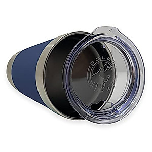 LaserGram 20oz Vacuum Insulated Tumbler Mug, Zodiac Sign Taurus, Personalized Engraving Included (Silicone Grip, Navy Blue)