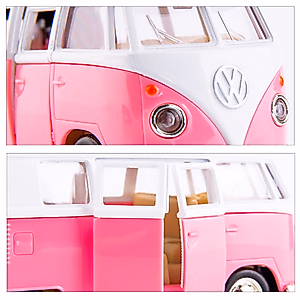 TGRCM-CZ 1/36 Scale Bus Casting Car Model, Zinc Alloy Toy Car for Kids, Pull Back Vehicles Toy Truck for Toddlers Kids Boys Girls Gift (Pink)
