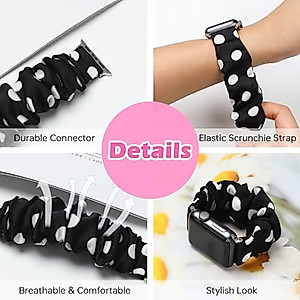 [2 Pack] Scrunchie Band Compatible with Kids Apple Watch Band 38mm 40mm 41mm & 42mm 44mm 45mm,Cute Printed Elastic Solo Loop Bands for iWatch Series 9/8/7/6/5/4/3/SE/SE2/Ultra 2/Ultra,Boys & Girls