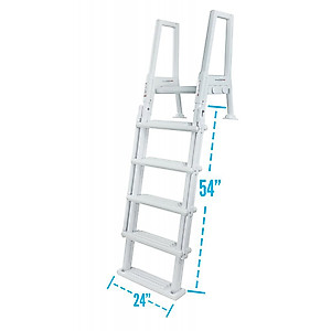 Aqua Select Everest in Pool Step and Outside Flip Up Ladder System | White | for Above Ground Swimming Pools | Wide Steps for Added Stability | Safety Stairs Capacity Up to 350 lbs