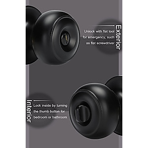 goldenwarm Black Door Knobs Interior, Matte Black Keyless Privacy Door Knob, Black Bedroom Door Knobs, Black Door Knobs Interior Bulk, Indoor Bathroom Door Knob(6 Pack, Matte Black)