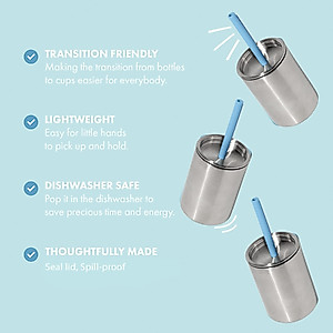 Avanchy 8oz Stainless Steel Baby Sippy Cup with Extra Silicone Lid. Spill-Proof Training Cup for Toddlers and Infants. Easy Grip and Leak-Proof Design - Pink