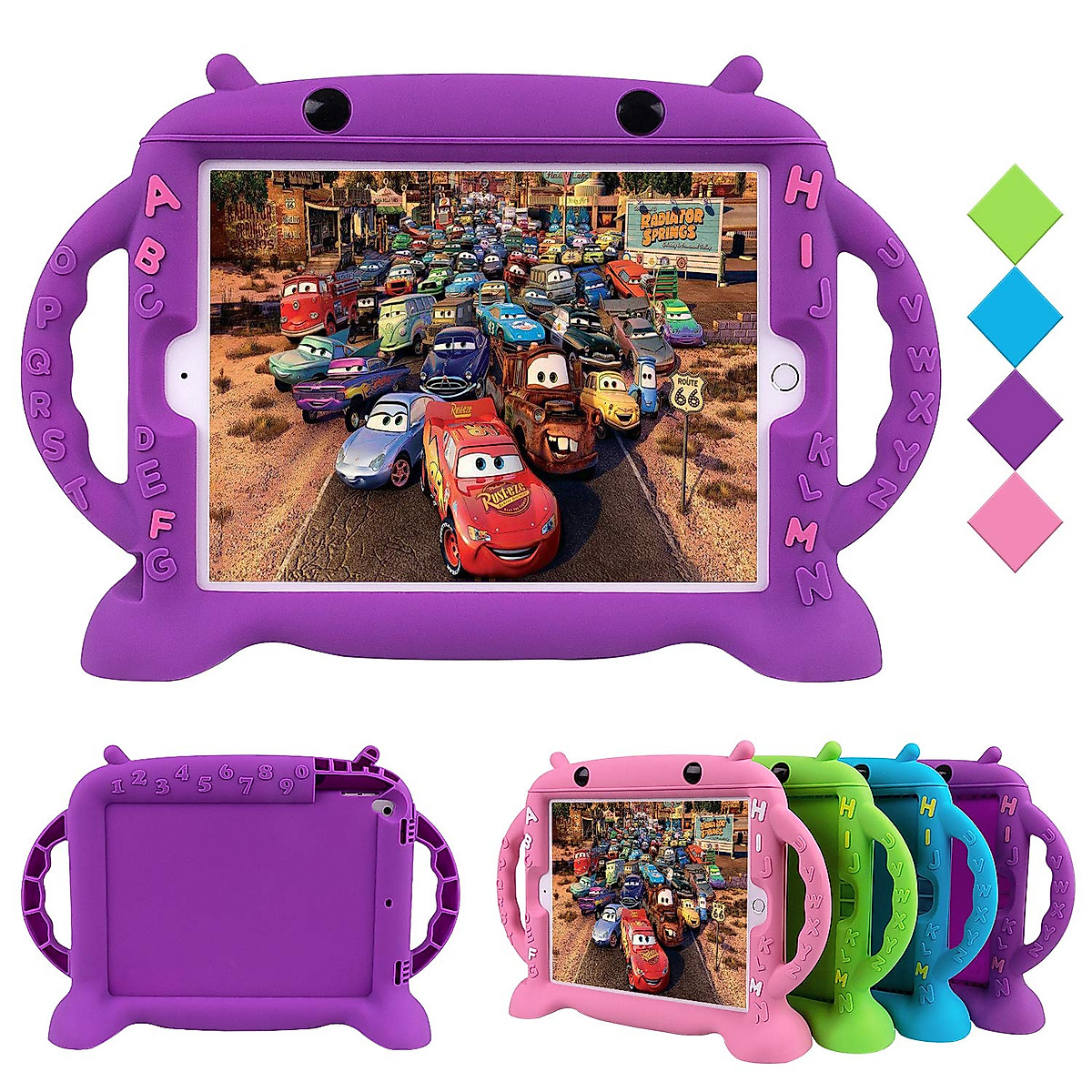 CHIN FAI iPad 10.2 2021 2020 2019 Case for Kids, iPad 9th 8th 7th Generation/iPad Air 3 10.5/ iPad Pro 10.5 Kids Friendly Shockproof Silicone Handle Stand Case (Purple)