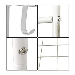 Kefair Metal Garment Rack Free-Standing Closet Organzier Heavy Duty Clothes Rack with Hooks and Storage Shelvels, White