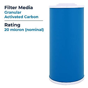 SpiroPure SP-GAC-BB 10x4.5 20 Micron Coconut Shell Granular Activated Carbon (GAC) Water Filter Cartridge GAC-BB 155153-43 (Case of 6)