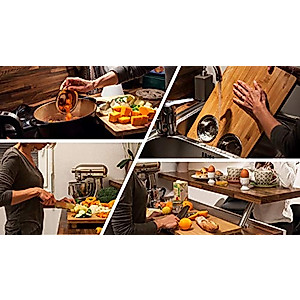 VersaChop Duo, Large 18 inch X 12 inch Cutting Boards for Kitchen. Totally Natural Organic Moso Bamboo Cutting Board with Two Integrated Stainless Steel Bowls attached for organization and storage.