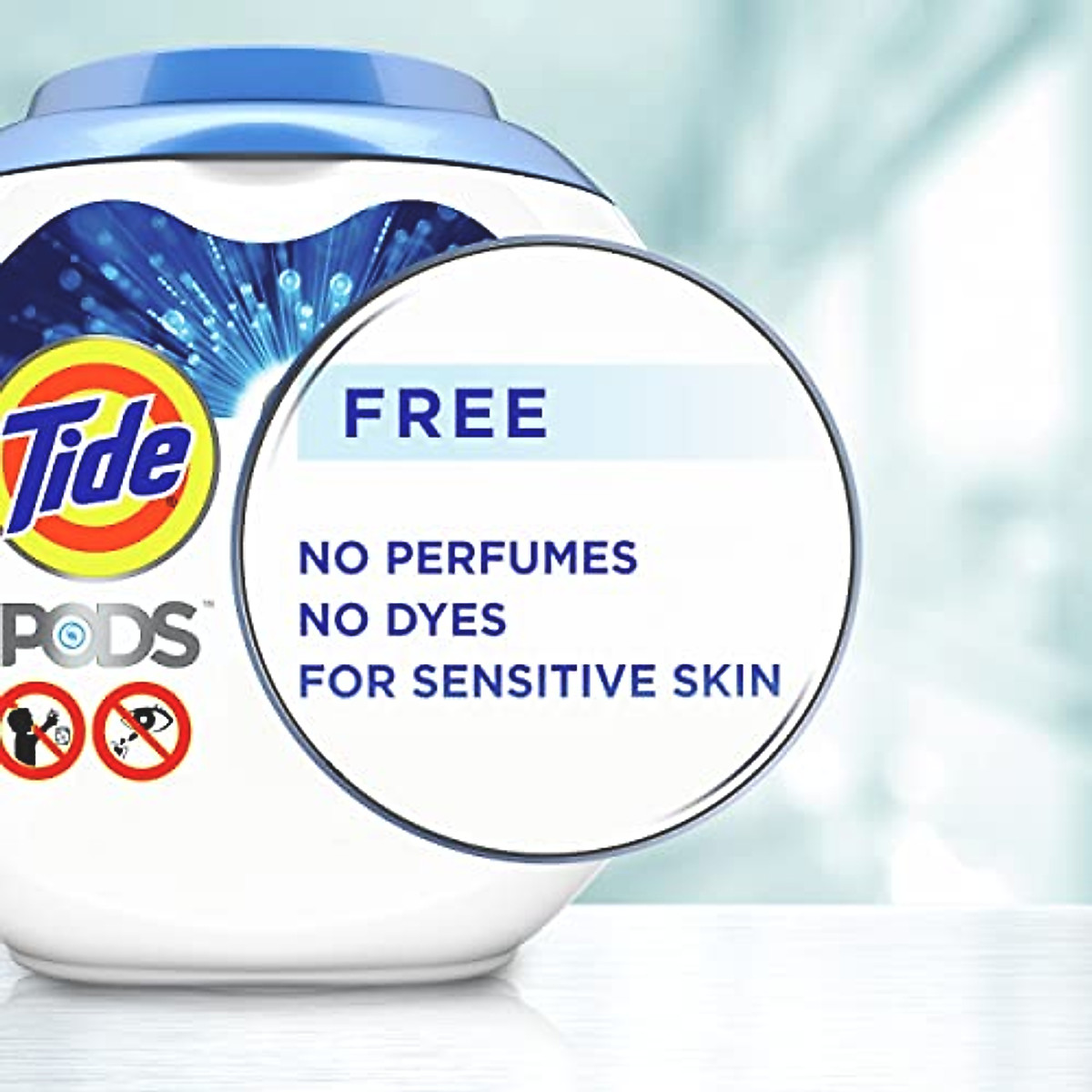 Tide PODS Ultra OXI Free Laundry Detergent Pacs, National Eczema Association and National Psoriasis Foundation Recommended, 57 count