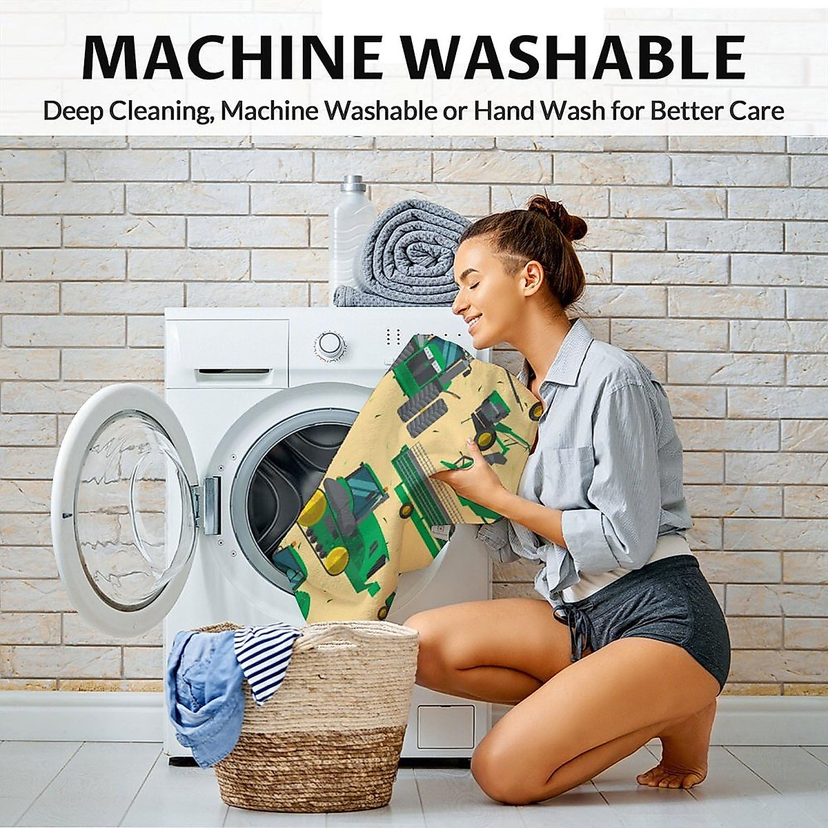 Tractor Blanket - Soft, Fuzzy & Warm - 40"x50" Small Blanket for Couch, Sofa - Green Cute Throw Gifts for Boys