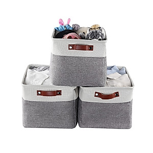 Storage Baskets for Shelves Closet Bins - Large Fabric Rectangle Storage Bin Basket for Organizing Decorative Linen Closet Organization Foldable Clothes Organizer Shelf Cube Totes Containers Boxes