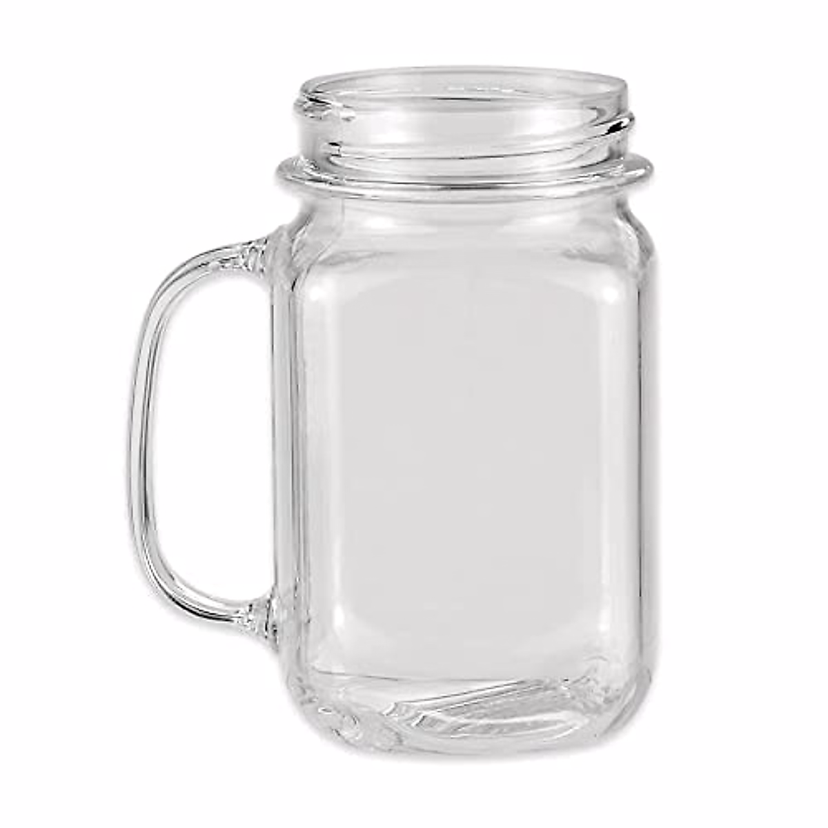 G.E.T. Shatterproof Plastic Mason Jars Style Drinking Glasses with Handles, 16 Ounce, 5" Tall, Clear (Set of 4)