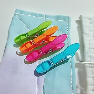 72Pcs Colorful Clothes pins, Springs Laundry ClothesPins, Plastic Air-Drying Sock Clips Closing Chip Snack Bags Clip - 2Pcs Clothes Line Outdoors 5m for Travel