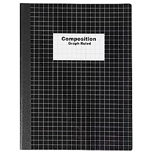 1InTheOffice Graph Composition Notebook, 9.75" x 7.5" Graph Paper Notebook, Black "2 Pack"