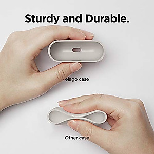 elago Liquid Silicone Case Compatible with AirPods Pro Case Cover - Triple Layer Protection, Safeguard Design, Supports Wireless Charging, Visible LED Light [Stone]