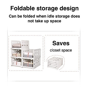 ﻿Folding Wardrobe Storage Box 2-Pack Plastic Drawer Organizer Stackable Shelf Baskets Cloth Closet Containers Bin Cubes ,Home Laundry Fold Pull Out Drawer Dividers for Clothes
