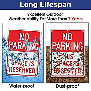 Faittoo No Parking This Space Is Reserved Sign, 2-Pack 14 x 10 Inch Reflective Aluminum Sign, UV Protected and Weatherproof, Durable Ink, Easy to Install and Read, Indoor/ Outdoors Use