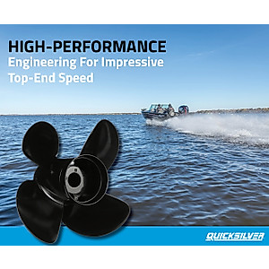 Quicksilver 8M8027511 Nemesis 4-Blade Aluminum Propeller - 10.6" diameter x 12" pitch, Right Hand Rotation, 40-60 HP Mercury, Black Finish