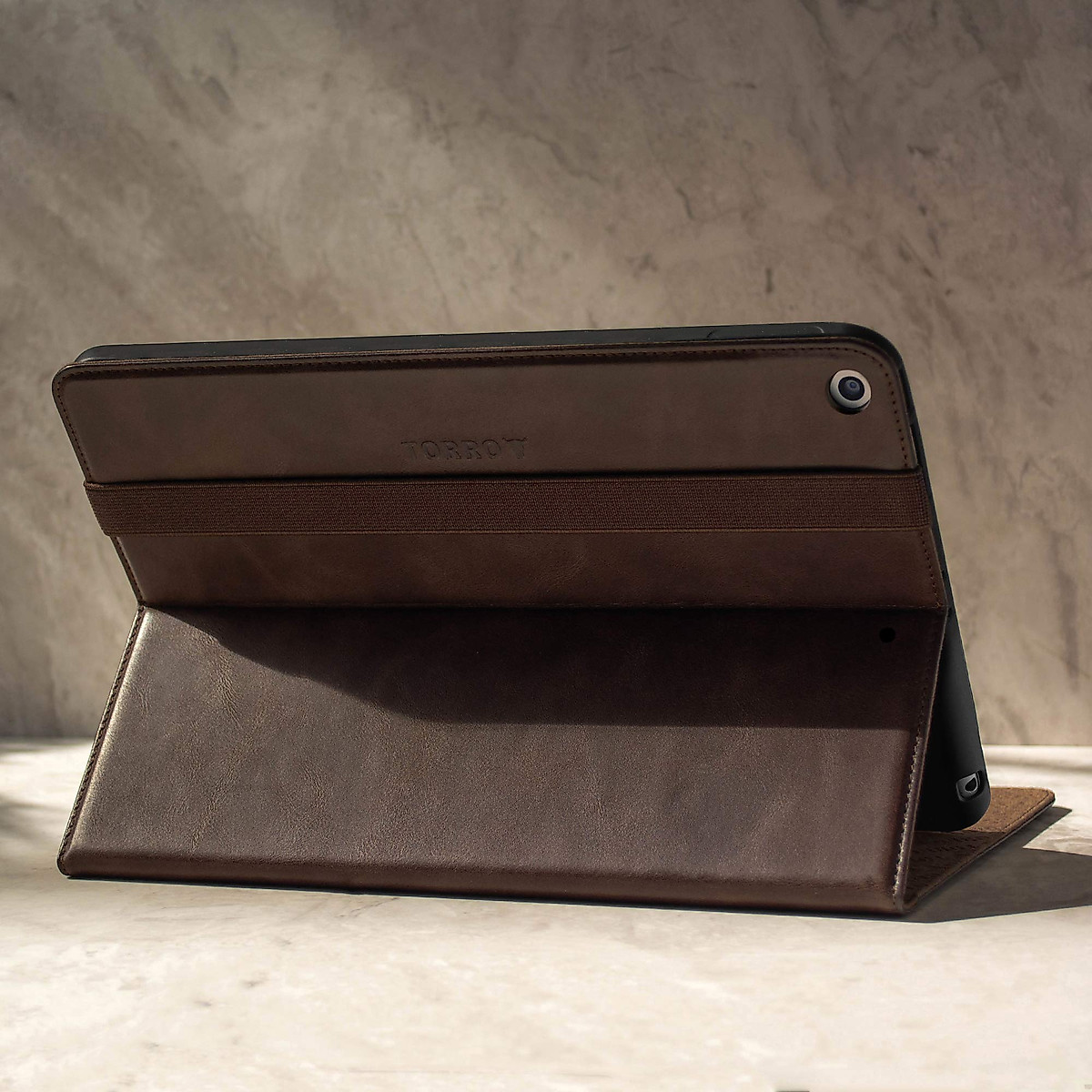 TORRO Case Compatible with iPad 9th, 8th & 7th Generation (10.2”) – Genuine Leather iPad 10.2 Case with Stand and Wake/Sleep Function (Dark Brown)