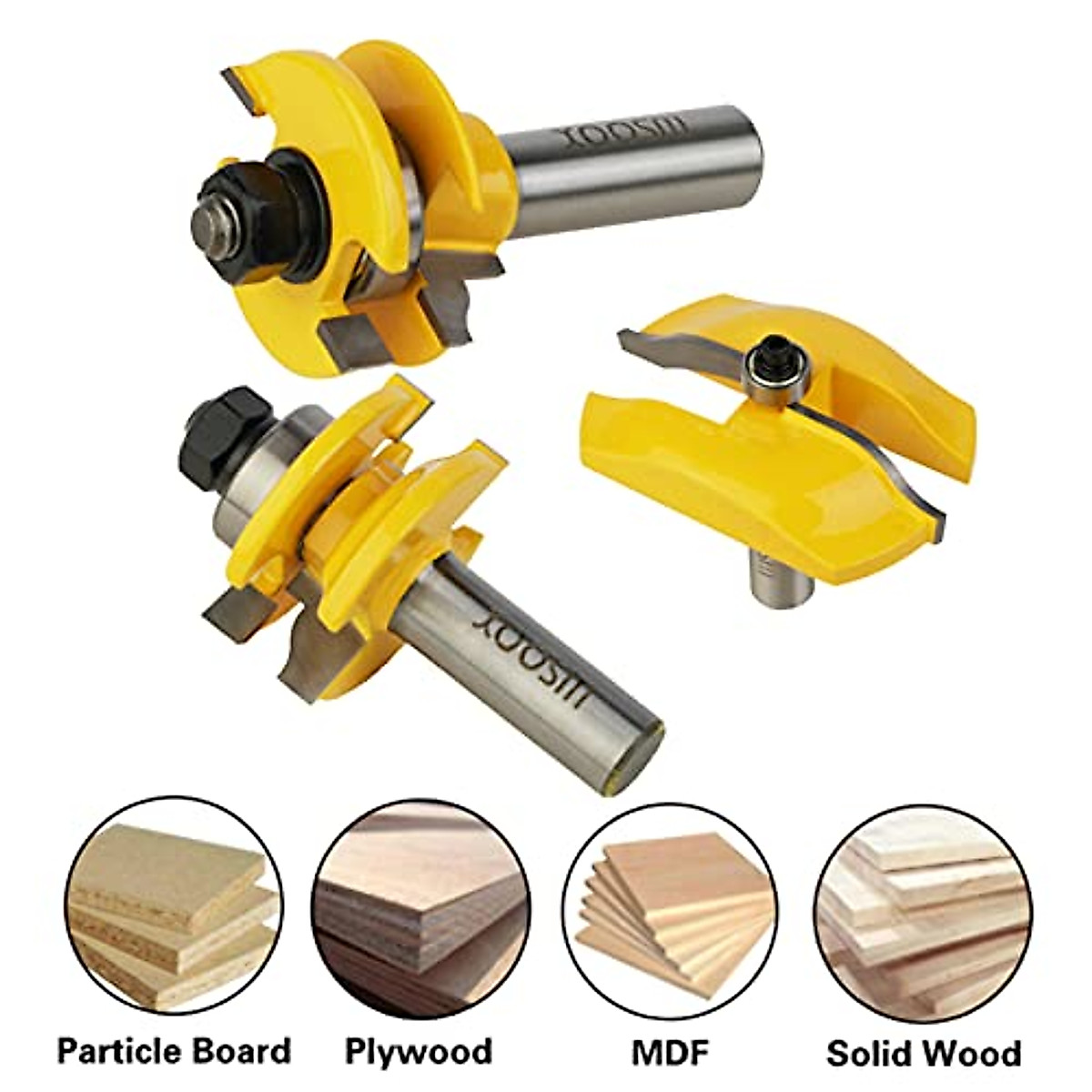 WSOOX 3 PCS Router Bit Set, Raised Panel Cabinet Door Making Router Bit Set, Ogee Rail and Stile Router Bit Set, Professional Carbide Milling Cutters for Woodworking (1/2-Inch Shank)