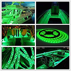 HOKIION Pontoon Led Boat Lights, 12V 20FT Marine Led Strip Lights, Waterproof Boat Interior Light, Under Gunnel Lights, Boat Deck Light, Night Fishing Lights with Extension Cable for Boat (Green)