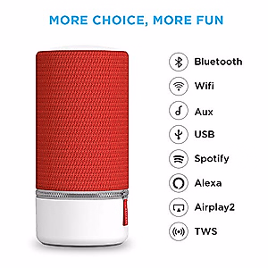 Libratone ZIPP Portable WiFi + Bluetooth Wireless Speaker - Compatible with Alexa (Victory Red)