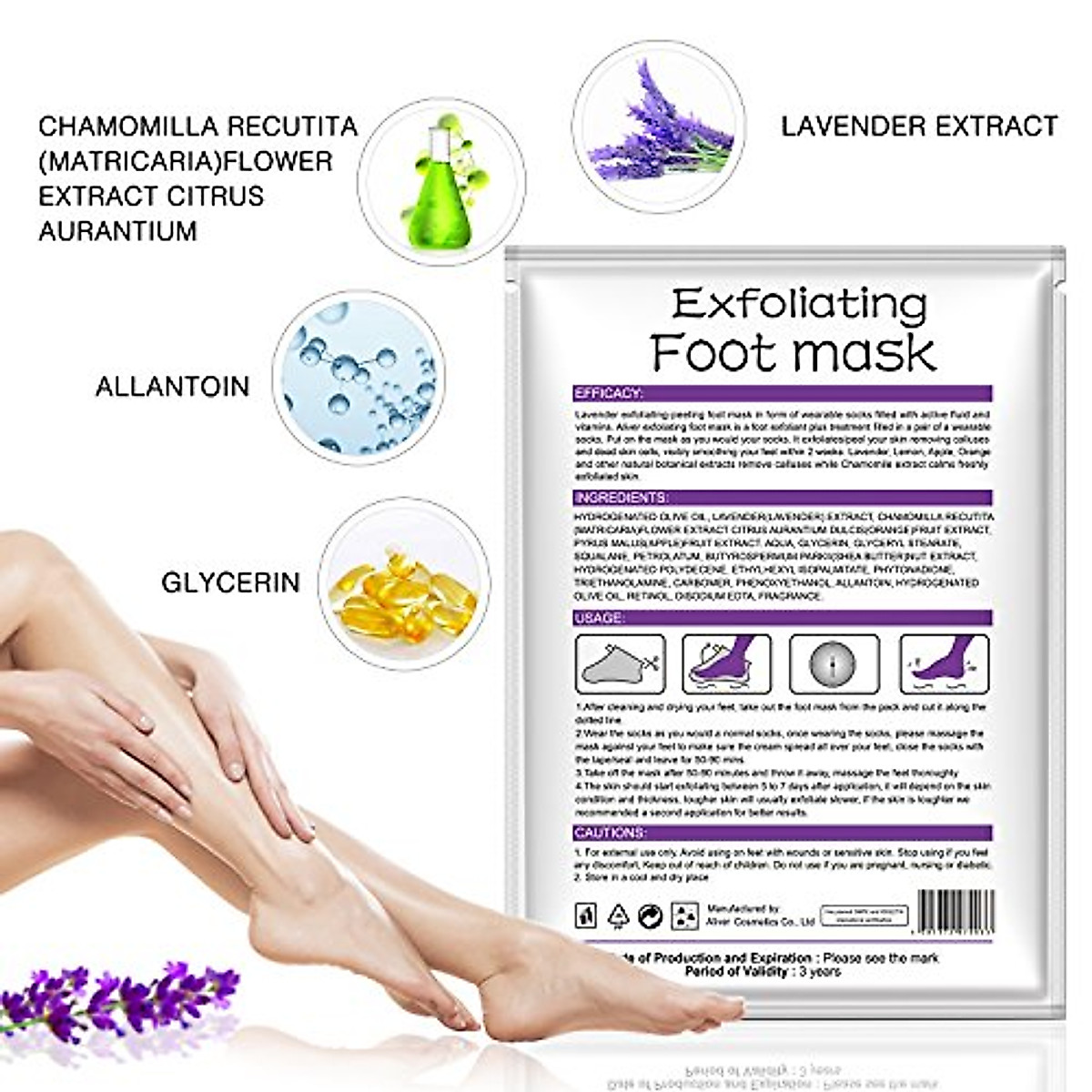 Foot Peel Mask 3 Pack， Exfoliator Peel Off Calluses Dead Skin Callus Remover，Baby Soft Smooth Touch Feet-Men Women (Lavender)